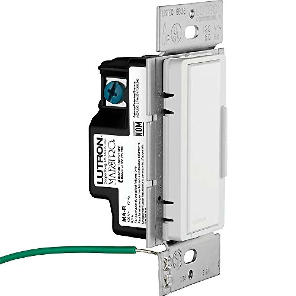 Lutron MA-R-WH Maestro Companion 120V 8.3A Designer Digital Dimmer Switch, White, 4.5Lx2.5Wx2.5H