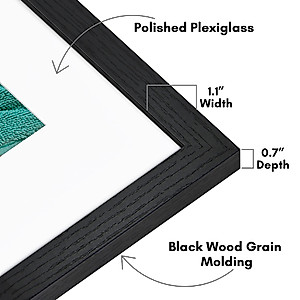 Americanflat 16x20 Picture Frame with Polished Plexiglass - Use as 11x14 Frame with Mat or 16x20 Frame Without Mat - Hudson Collection - Wide Photo Frame for Wall Display - Black