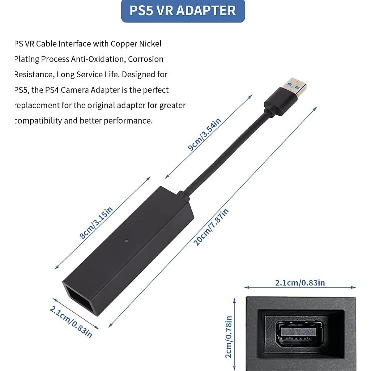 Camera Adapter for PS5 Game Console, VR Converter Cable PSVR VR Camera Adapter Cable for PS5 Game Console for PS4 Host Camera