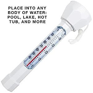 SplashTech Floating Buoy Pool Thermometer with Jumbo EZ Read Display & Cord- Shatter Proof- Swimming Pool Maintenance Equipment for Indoor or Outdoor Swimming Pool, Hot Tub, Jacuzzi, Spa