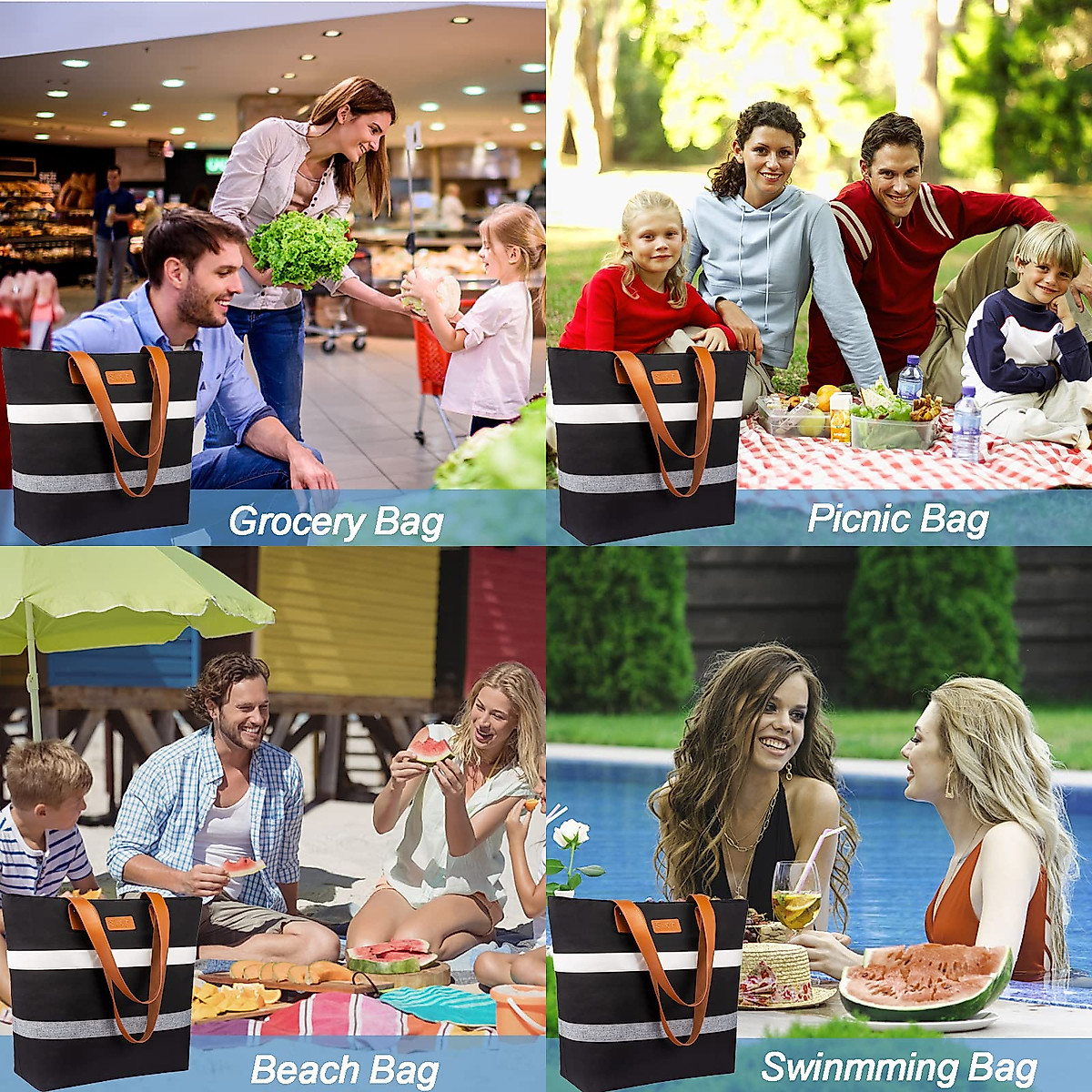 Sucipi Jumbo Insulated Cooler Tote Bag for Beach Foldable Insulated Reusable Grocery Bag with Zipper Large Insulated Shopping Bags for Frozen Food for Women Waterproof Leakproof