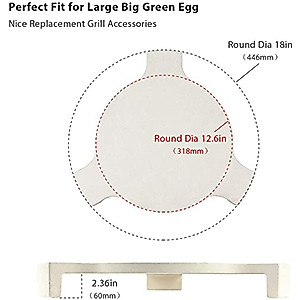 Plate Setter Big Green Egg Accessories Plate Pizza Stone with 3 Legs for Large Big Green Egg,convEGGtor for 18" Kamado Grill,18" Grilling Surface Grill Grate Extender-Extra Thick