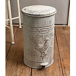 CTW Home Collection Rooster Trash Bin Kitchen Supplies, 11-inch W x 12-inch D x 17.5-inch H, White