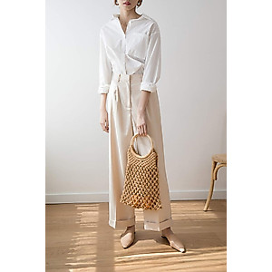 Nice Pies Summer Straw Beach Bag Handmade Cotton Rope Woven Handbags Fishing Net Storage Bag…