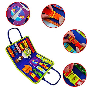 Busy Board for Toddlers, Busy Board Bag Learning Education Toys for Toddler 1-3, Preschool Autistic Toddler Travel Sensory Toys,Hands-on Learn to Dress Brain Up Toy for Boy Girl