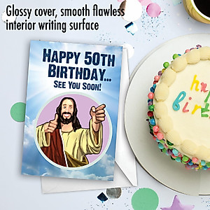 NobleWorks Funny 50th Milestone Birthday Greeting Card w/ 5 x 7 Inch Envelope (1 Card) See You Soon 50 C9065MBG