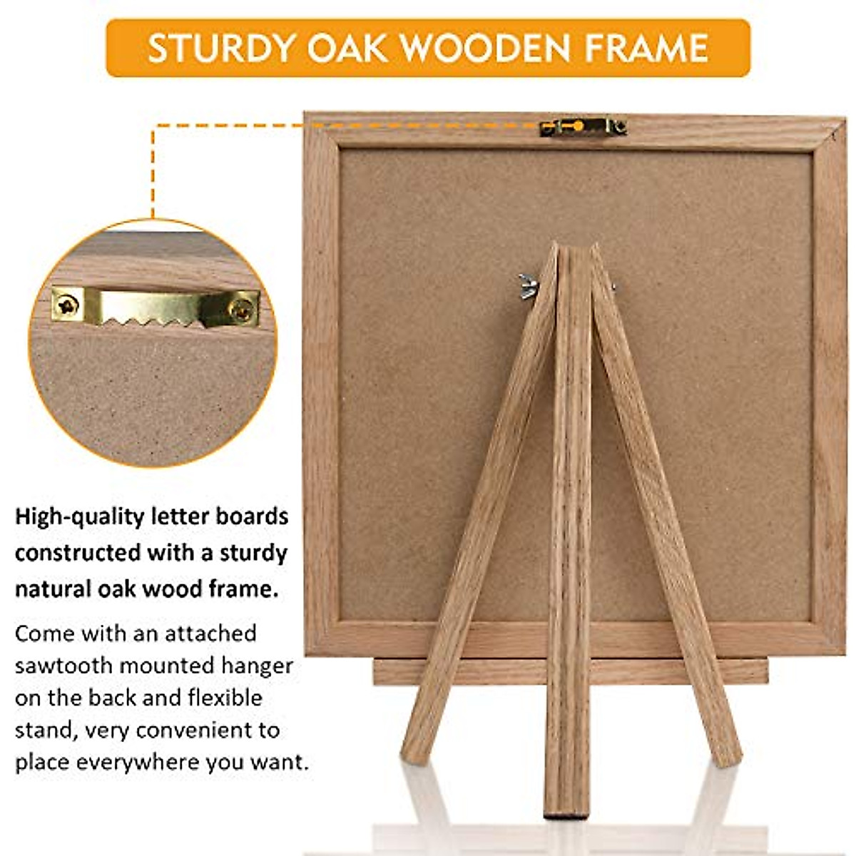 ABELL Felt Letter Board Include 680 Pre-cut Letters, 10x10 Inches Message Changeable Board for Farmhouse Office Rustic Home decor