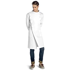 Dr. James Premium Howie Style Unisex Lab Coat for Men & Women, Cuffed Sleeves, Classic Fit, Snap Closing, 43" Length (S (Men S/Women M)) White
