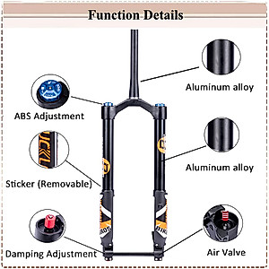 BUCKLOS Fat Tire 5.0 26 inch Air Electric Mountain Bike Inverted Suspension Fork, Thru Axle 15 * 150mm 140 Travel Rebound Adjustment Tapered Front Forks, for Snow Beach E-Bike MTB