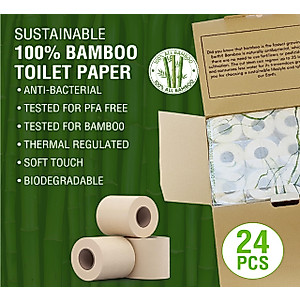 Bamboo Story Premium Bamboo Toilet Paper, PFAS Free, Chemical Free Toilet Paper, Unbleached, (24) 3PLY & 300 Sheets, FSC Certified, Organic Brown, Plant-Based, Tree-Free, Plastic Free, BPA Free (24)