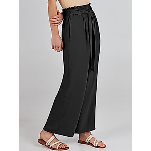 ANRABESS Women's Wide Leg Palazzo Pants with Pockets High Waisted Tie Knot Business Casual Trendy Boho Lounge Trousers Black Small