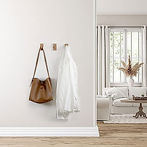 Natural Wood Coat Hooks,Wood Wall Hooks Hat Rack,Wooden Coat Hooks Wall Mounted,Modern Wall Mounted Coat and Hat Rack,Heavy Duty Hooks(Rectangle-Beech,3Pack)