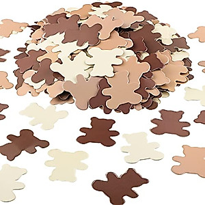 500 Pieces Bear Shaped Confetti Baby Shower Cream Brown Paper Confetti Sprinkles Bear Table Confetti for Boy Girl Home Party Table Decorations (1.2 Inch, Solid Style)
