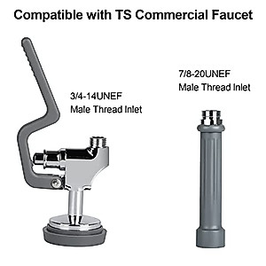 TCEUMIK Pre Rinse Spray Valve Commercial Sink Faucet Sprayer Head Dish Sprayer Nozzle with Handle Grip Assembly Replacement Kit of Restaurant Industrial Faucets 1.42 GPM High-Pressure Chrome Finished