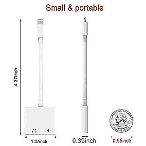 Apple MFi Certified 2 Pack Lightning to 3.5mm Headphones Jack Aprolink Adapter for iPhone Dongle 2 in 1 Charger and Aux Audio Splitter Adapter Compatible with iPhone 12 11 XS XR 8 7