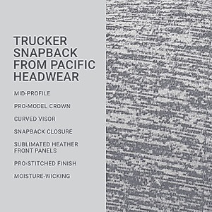 Pacific Headwear Aggressive Heather Trucker Snapback Cap, Black/Light Charcoal