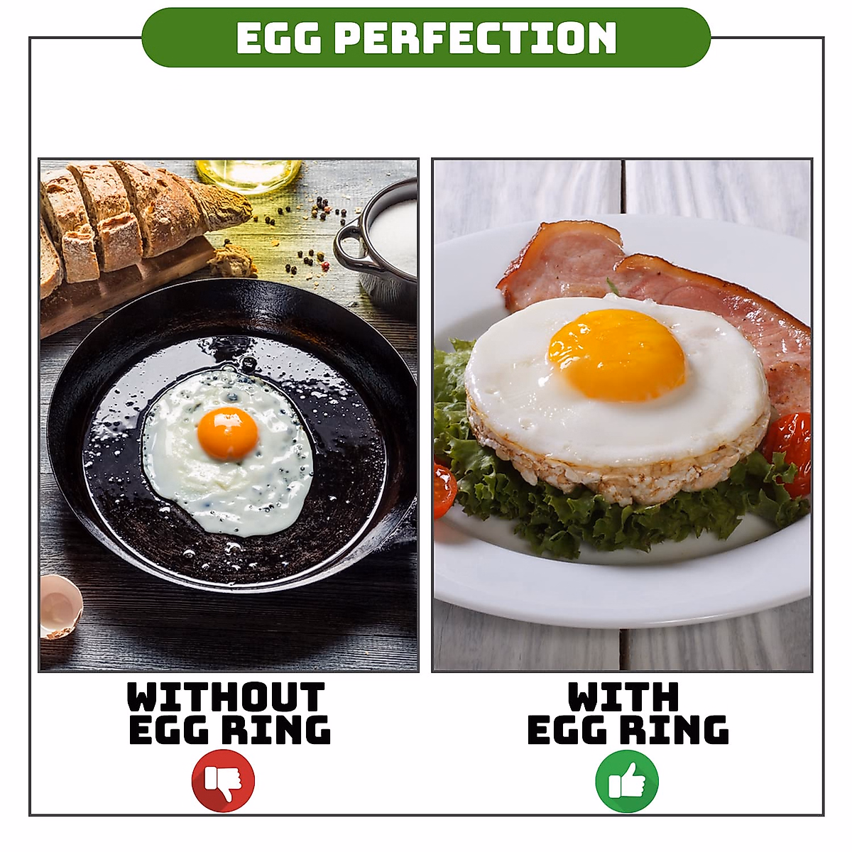 Large 3.5" Nonstick Egg Rings Set of 4, Round Crumpet Ring Mold Shaper for English Muffins Pancake Cooking Griddle - Portable Grill Accessories for Camping Indoor Breakfast Sandwich Burger