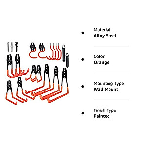 SERPURE 17 Pack Garage Hooks Heavy Duty with Extension Cord Organizer & Bike Hooks, Tool Gifts for Men, Gifts for Dad, Garage Storage Hooks for Hanging Ladders, Bikes and Bulky Items