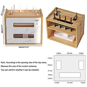 WiFi Router Desktop Storage Box,Power Router Fences Standing Shelf Units,Wooden Cable Management Hider Box Router Storage Racks for Desktop Office and Home,A