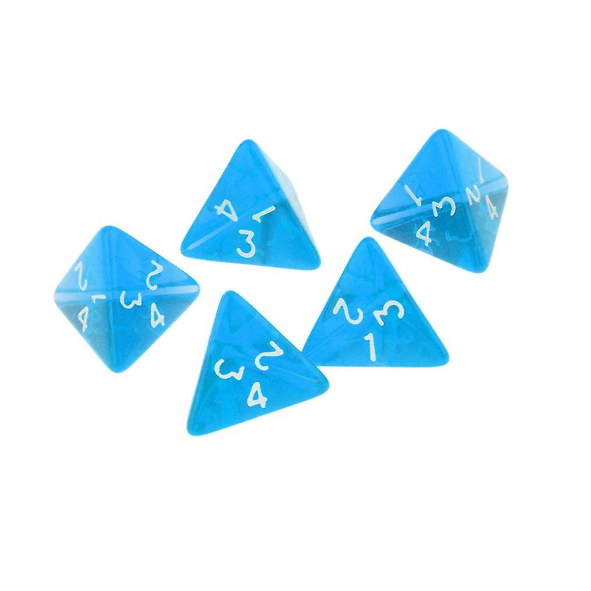 Yiotfandoll 5PCS Polyhedral Dice 20mm D4 for Dungeons and Dragons DND RPG MTG Dice Table Games Transparent Blue with Black Bag