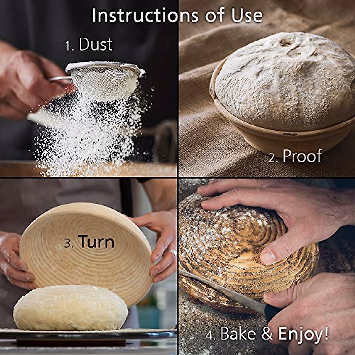 HOMEADOW Banneton Bread Proofing Basket For Rising Dough- 8 Pcs Kit: 10 inch Oval Brotform, Linen Liner, Bread Lame, Bench Scraper, Dough Scraper, Stencils, Silicone Baking Mat, Bread Bag | Sourdough