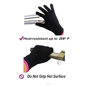 AFT90 2 Heat Resistant Glove for Hair Styling, Curling Iron, Flat Iron and Curling Wand, Black, Pink Edge