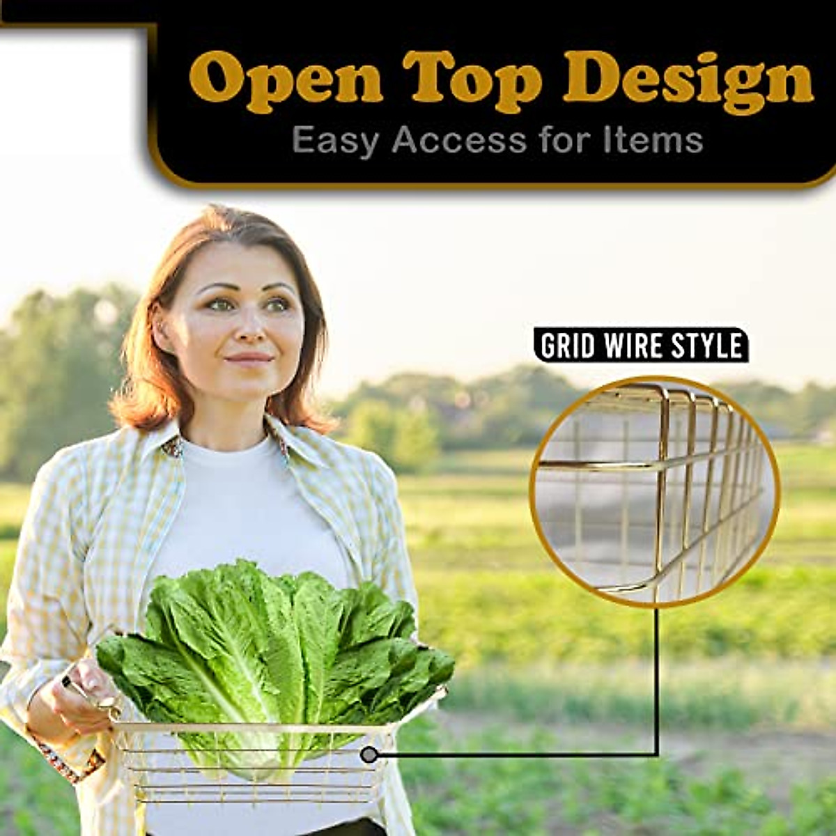 Majika 3 Gold Wire Basket Set | Storage | Decor | Crafts | Kitchen Organizing | Great for Closets | Cabinets | Pantries | Tables | Counter Tops | Office Storage | Nesting Baskets