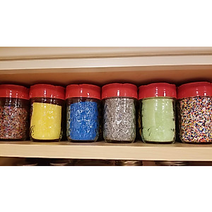 Nakpunar 6 pcs Red Shaker & Pour Spice Caps for Mason Jars with Hot Freshness Seal Lid