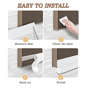 37" Cutable Door Draft Stopper Bottom One Sided Blockers for Bottom of Door Reduce Noise Cold Air, Dust, insulate Fits for Interior／Exterior Doors，1 Pack