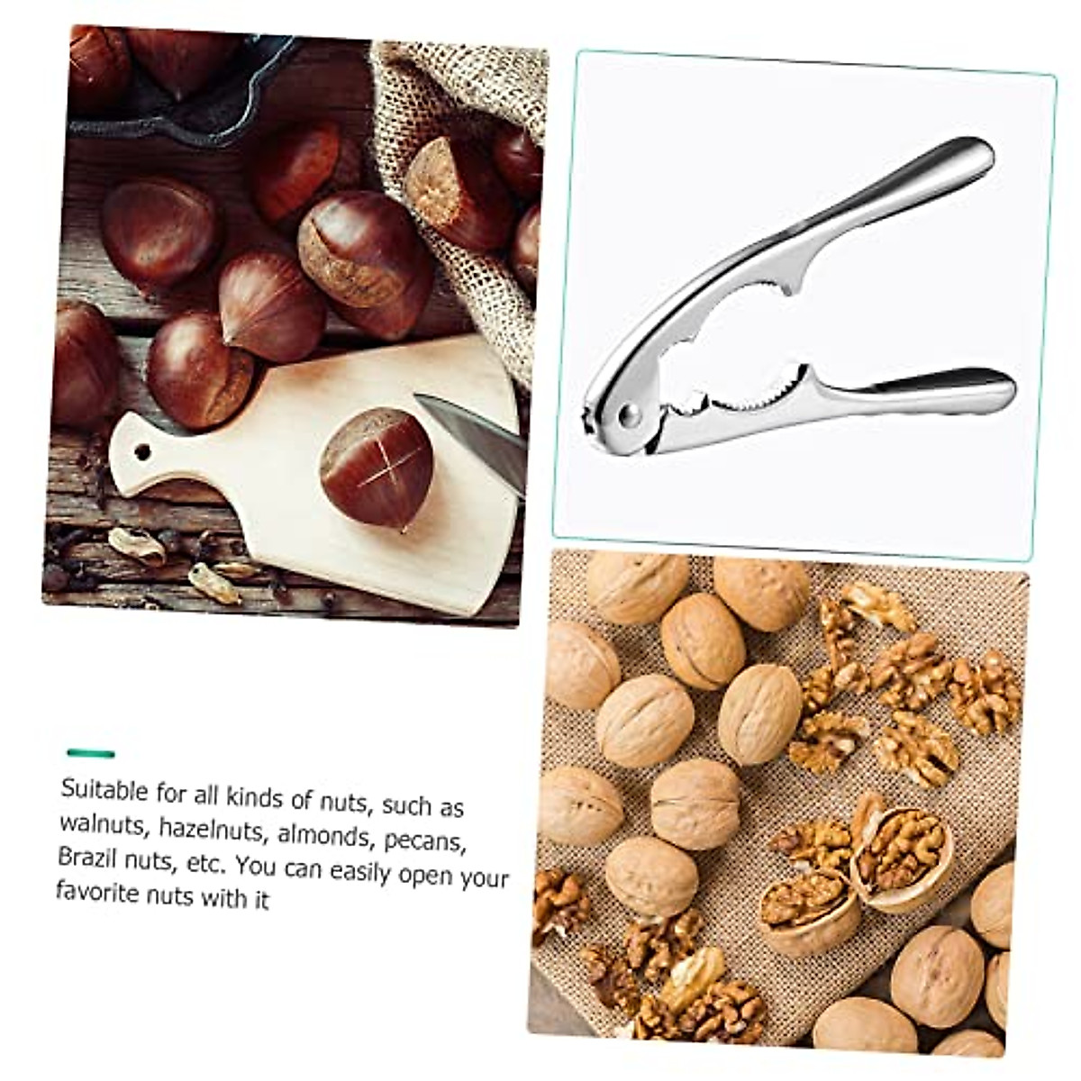 KICHOUSE 1pc Nutcrackers Stainless Steel Multifunctional Peeler Pistachios Nuts Multitools Nut Peeler Seafood Tools Set Crab Crackers Pecan Opener Kitchen Gadget Handheld Nut Opener Pliers