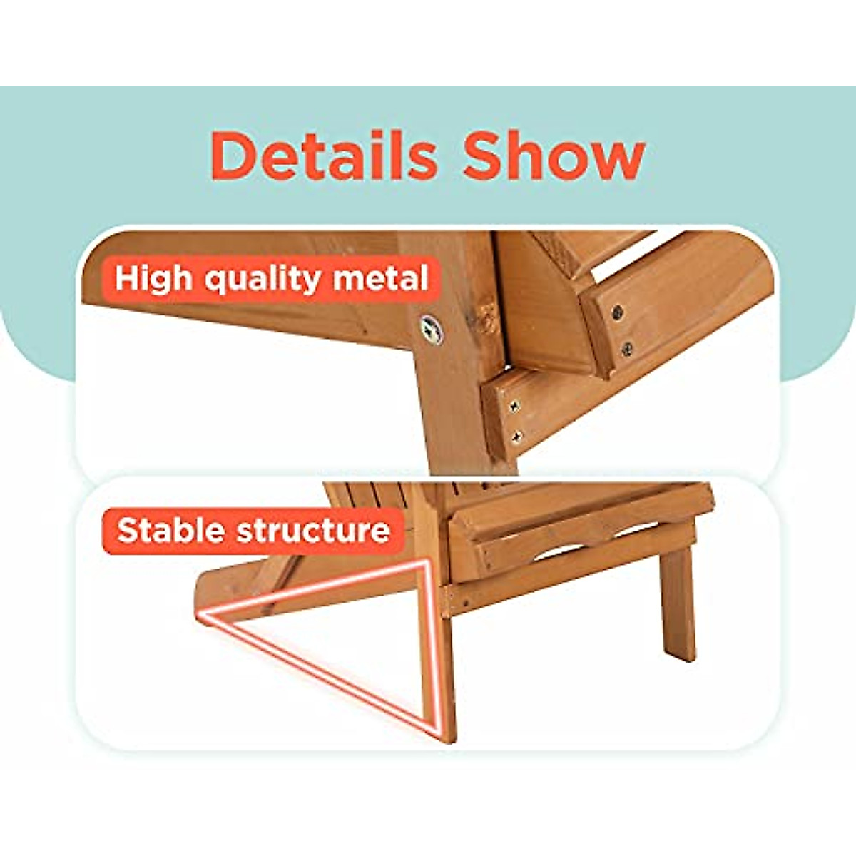 FDW Lawn Outdoor Wood Chairs Save Space and Movable and Weather Resistant, 2 Pieces, Natural