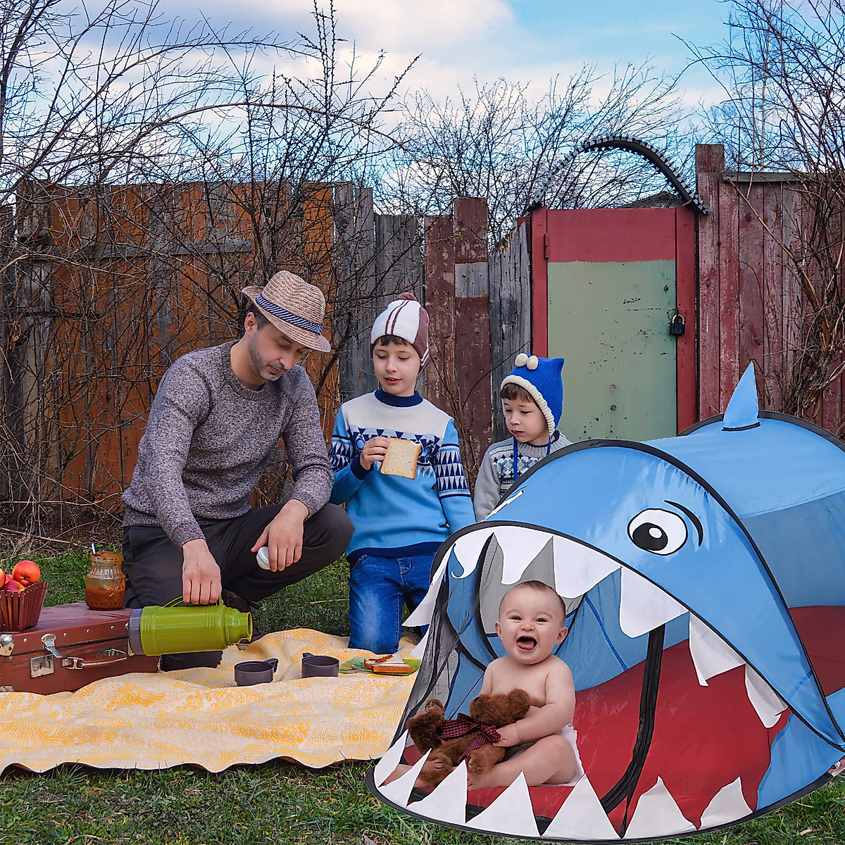 Little Bado Shark Kids Tent Indoor and Outdoor Playing Imaginative Games Toy Gifts for Boys Girls Toddlers 3 4 5 6 7 8 Years Old