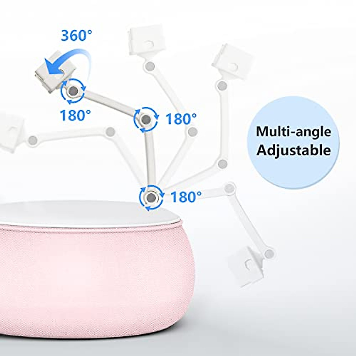 PEPPER JOBS Cell Phone/Tablet Pillow Stand for Bed 360° Angle Adjustable Clip Clamp Cell Phone Holder Dual-arms Height Adjustment Cell Phone Pillow Stand for iPhone 13,12,4.5-13''Phone/Kindle/Tablet