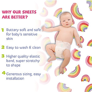 Pack of 3 Premium Bassinet Sheets for Bassinet Pad/Mattress: Milestone Fitted Sheet, Universal Fit, Unisex Rainbow Cloud Sheet | Knitting | Great Shower Gift for Boy Girl |170 GSM