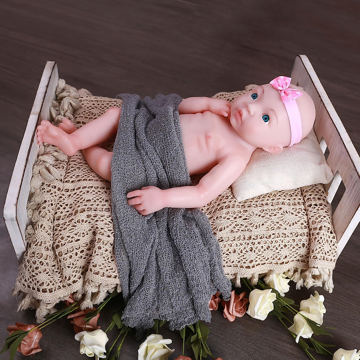 SERENDOLL 18 inch Realistic Full Silicone Baby Doll, Lifelike Reborn Baby Dolls, Toy, and Collectible Bald Girl 039