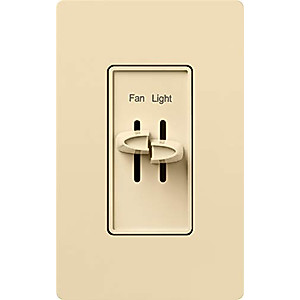 Lutron Skylark 3-Speed Combination Fan and Light Control, 1.5 Amp, Single-Pole, S2-LFSQ-IV, Ivory