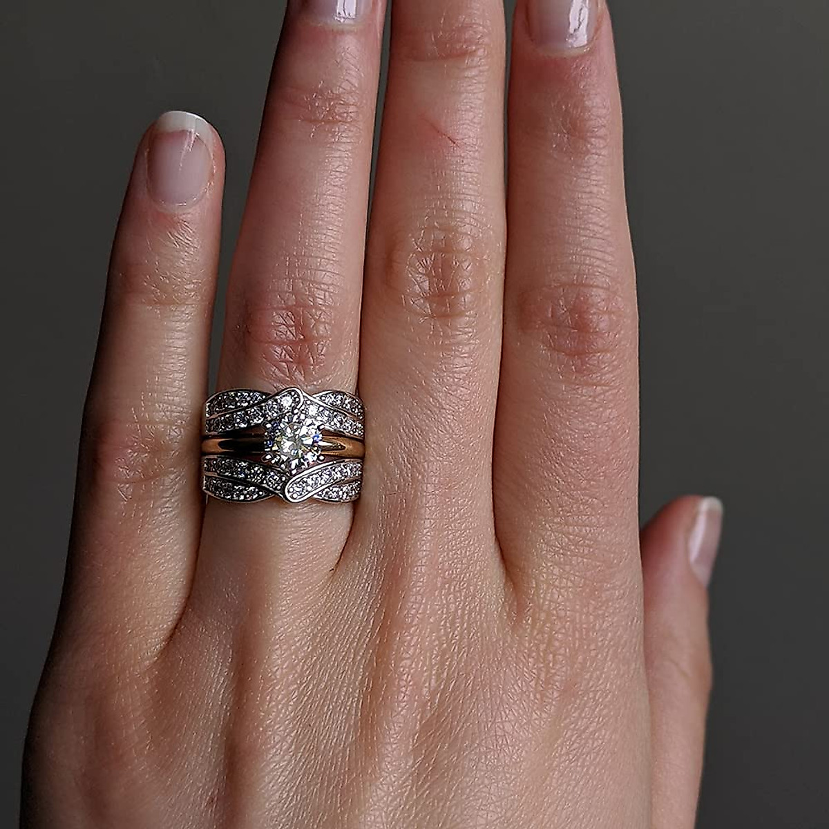 TwoBirch Sterling Silver Infinity Bypass Engagement Ring Guard With Cubic Zirconia (3/4 ct., Size 6)