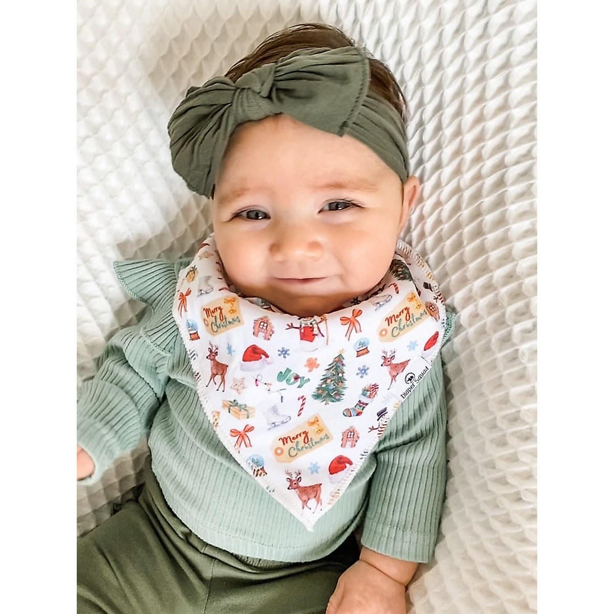 DiaperSquad's 10-Pack Baby Bibs for Drooling and Teething, Bibs for Boys, Baby Girl - Solid Cotton Baby Drool Bibs (Holiday)