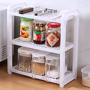 Typutomi Plastic Countertop Shelf, 3 Tier Adjustable Shower Caddy Organizer Shelf Cosmetic Storage Holder Kitchen Spice Rack Bathroom Organizer Vanity Tray(Blue)