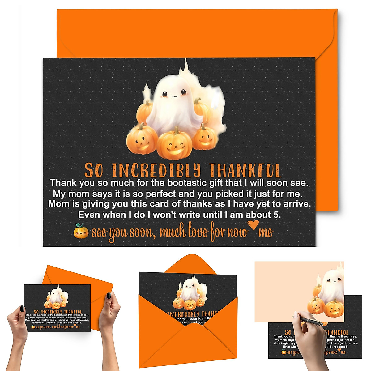 Paper Clever Party Little Boo Baby Shower Thank You Cards with Envelopes Gender Neutral Prewritten Note with Personalized Message, 4x6, 25 Pack