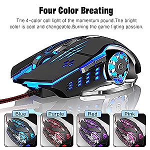 Jeercor Wired Gaming Mouse for Gaming and Daily DPI Four Gears Adjusted to 3200 Ergonomic Mouse with Comfortable Handle Suitable for PC Laptop and Windows Multifunctional (Black)