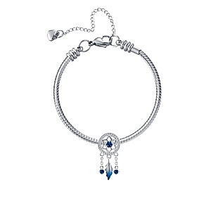 QeenseKc Blue Spiritual Dream Catcher Charm Three Feathers Bead for Pandora Bracelet