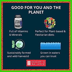 Ocean’s Balance Organic Dulse Flakes - Maine Coast Seaweed - Atlantic Ocean Sea Vegetables, Perfect for Keto Diet, Paleo Diet, Vegetarian Lifestyle or Vegan Diet - Gluten Free - 3oz Bag