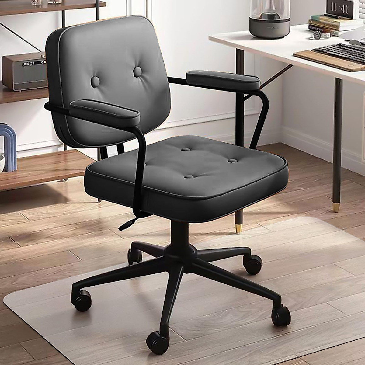 Kuyal Chair Mat for Hardwood Floor,36 x 48 inches Rectangle Desk Durable Wood/Tile Protection Mat for Rolling Chairs, Non-Studded Bottom, 2.1mm Thickness