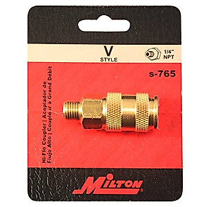 Milton Industries S-765 HI-Flo V-Style -FeetA,M,V-Feet 1/4-Inch MNPT Brass Body, Single