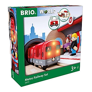 Brio - 33513 Metro Railway Set | Dynamic 20 Piece Wooden Train Set with Interactive Accessories | Perfect for Kids Ages 3 and Up | Fosters Creativity and Motor Skills