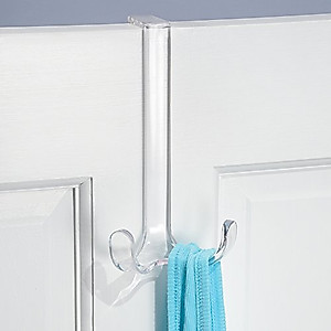 InterDesign Clarity Adjustable Over Door Double Organizer Hook for Coats, Hats, Robes, Clothes or Towels, Clear