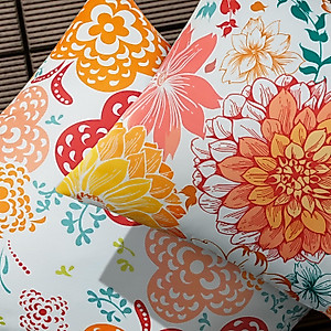 Pyonic Decorative Outdoor Pillows Set of 2 Waterproof Flowers Patio Pillow Covers-Orange