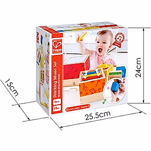 Hape Stacking Music Set | Colorful 6 Piece Musical Box Toy, Wooden Set for Kids 18 months+