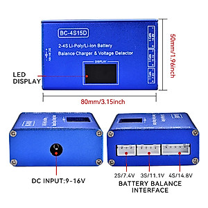 Airsoft Battery Charger- Lipo/Li-Ion Balance Smart Charger for 11.1V 7.4V 14.8V 2S 3S 4S Battery with Battery Checker for Airsoft Gun Gel Ball Blaster Splat Ball Gun & RC Hobby